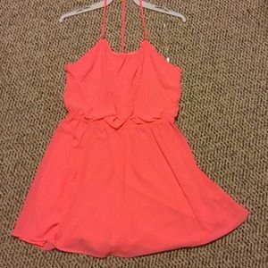 Pants & Jumpsuits | New Neon Coral Openback Romper | Poshmark